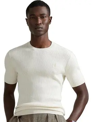 Ralph Lauren Rib-knit Cotton Short-sleeve Sweater - Estate Cream