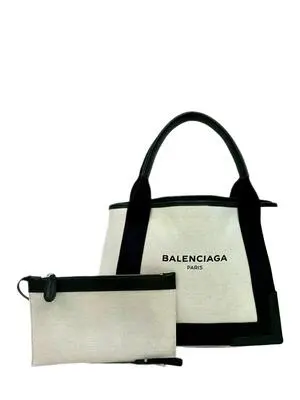 Balenciaga 2005-2025 Canvas Navy Cabas S Tote Bag - Black