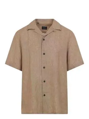 Brioni Short-sleeve Linen Shirt - Neutrals