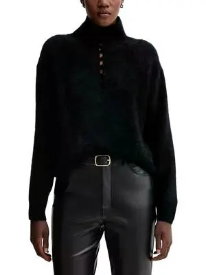 Rag & Bone Jada Buttoned Turtleneck Sweater - Black
