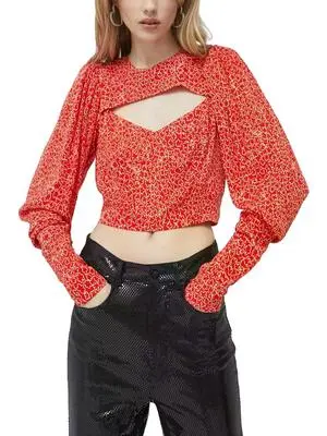 ROTATE BY BIRGER CHRISTENSEN Long-sleeved Cropped Top - Red