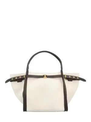 TOD'S T Buckle Canvas Tote - Neutrals