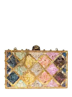 Kurt Geiger Crystal Quilted Box Clutch - Neutrals