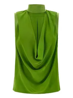 Elisabetta Franchi Sleeveless Draped Top - Green