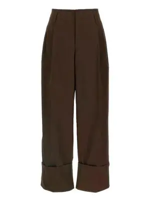 DARKPARK Belt-loop Turn-up Trousers - Brown
