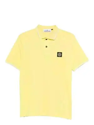 Stone Island Ribbed Trim Polo Shirt - Yellow