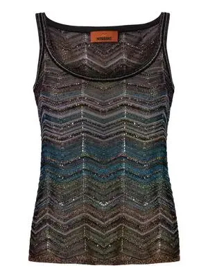 Missoni Chevron Sequin Top - Green