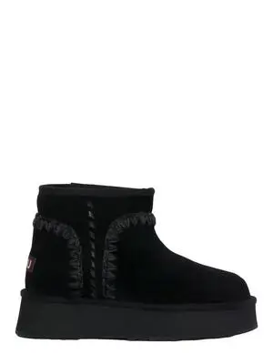 Mou Round-toe Platform Boots - Black