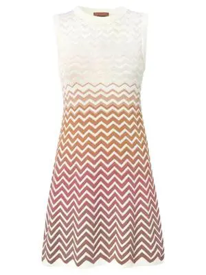 Missoni Chevron-pattern Sleeveless Mini Dress - White