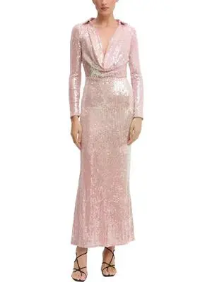 Bardot Sequined Midi Dress - Pink