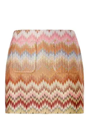 Missoni Patch-pocket Zigzag-pattern Mini Skirt - Orange