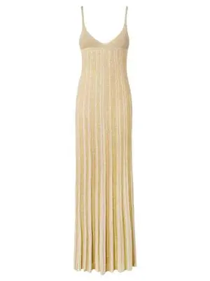 Missoni V-neck Ribbed Knit Maxi Dress - Gold