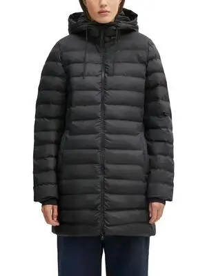 Rains Lohja Curve W3t3 Hooded Puffer Coat - Black