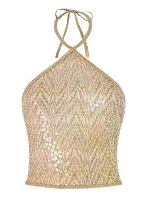 Missoni Sequin-embellished Halterneck Top - Neutrals