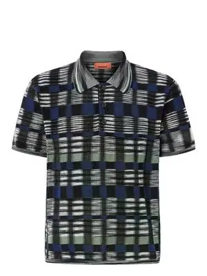 Missoni Check-pattern Buttoned Polo Shirt - Black