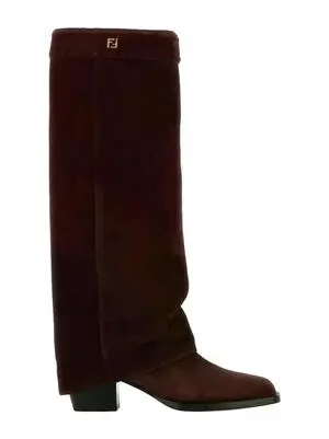 Fendi Minerva Logo-plaque Boots - Brown