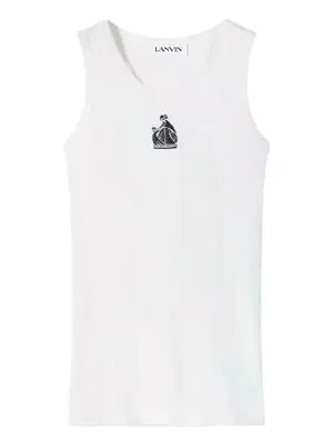 LANVIN Embroidery-logo Tank Top - White