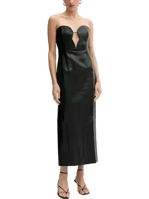 Bardot Cut-out Strapless Midi Dress - Black