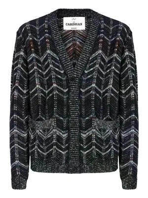 Missoni Chevron Ribbed-trim Cardigan - Blue