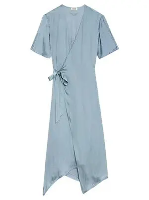 Zadig&Voltaire Satin Wrap Dress - Blue