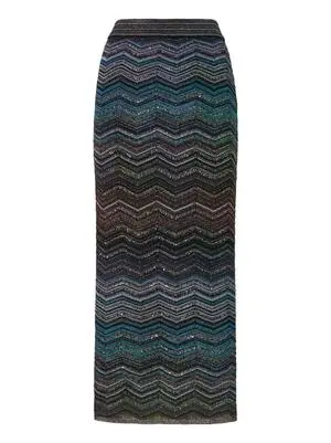 Missoni Chevron Maxi Skirt - Brown