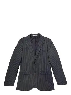 SELECTED Pinstriped Double-breasted Blazer - Grey