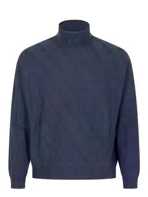 Emporio Armani Icon Textured Roll-neck Sweater - Blue