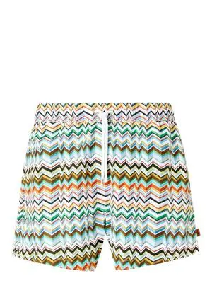 Missoni Zigzag-pattern Swim Shorts - Blue
