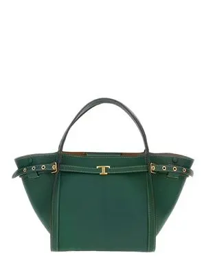 TOD'S Small Leather Shopping Tote Bag - Green