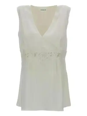P.a.r.o.s.h Lace-detail Sleeveless Blouse - White