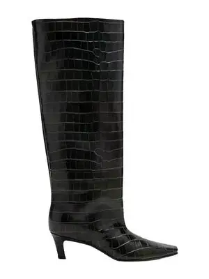 TOTEME Croc-embossed Knee-high Boots - Brown
