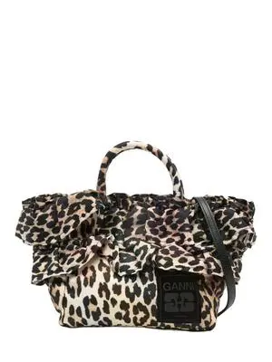 GANNI Leopard Print Tote Bag - Neutrals