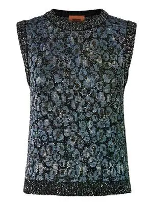 Missoni Animal-jacquard Sleeveless Top - Blue