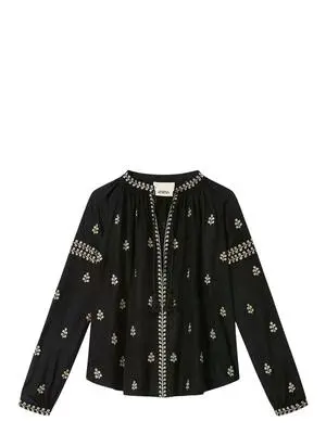 Isabel Marant Rodis Embroidered Tassel Top - Black