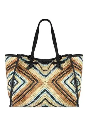 GIANNI CHIARINI Marcella Woven Trimmed Tote Bag - Neutrals