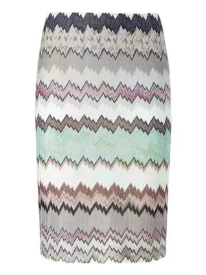 Missoni Chevron Slit Midi Skirt - Neutrals