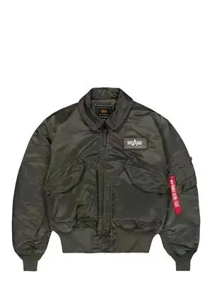 Alpha Industries Cwu 45 Embroidered Bomber Jacket - Green