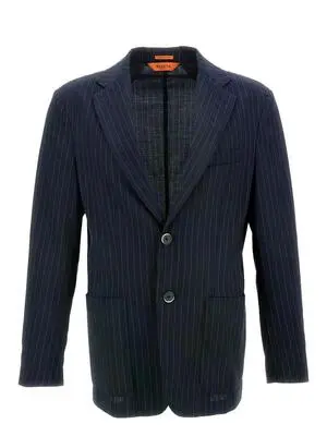 Barena Venezia Pinstripe Patch Pocket Jacket - Blue