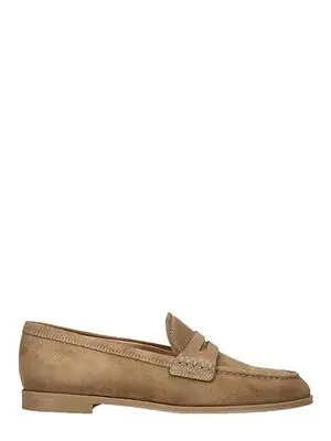 GIANVITO ROSSI Georgie Suede Loafers - Camel