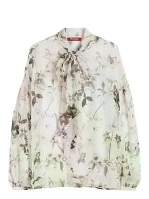 Max Mara Floral Bow Blouse - Neutrals