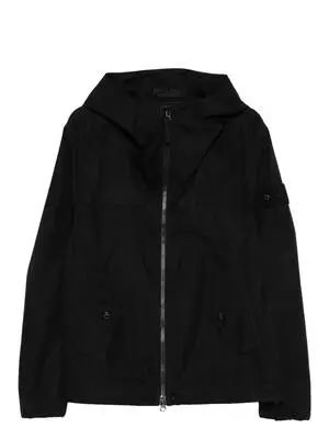 Stone Island Zip-up Hooded Jacket - Black