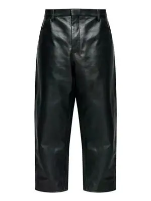 JIL SANDER Leather Trousers With Pockets - Black