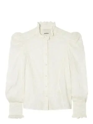 Isabel Marant Zorica Ruffled Embroidered Cotton And Silk-blend Voile Blouse - White