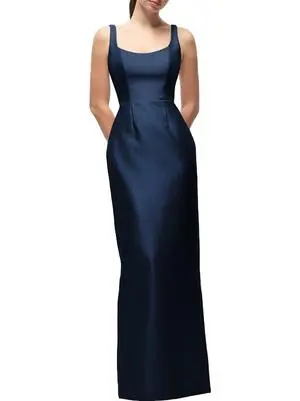 Alfred Sung Alfred Sung Julian Satin Twill Gown Midnight