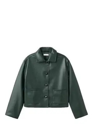 Mango Faux Leather Jacket - Green