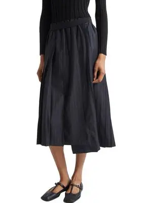 NACKIYE Joan Pinstripe Stretch Wool-blend Skirt - Charcoal Pinstripe