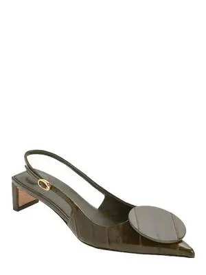Jacquemus Les Duelo Mismatched Kitten Heel Slingback Pumps - Dark Khaki 580