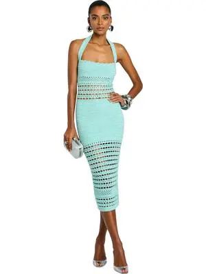 Retrofete Jaycee Crochet Midi Dress - Metallic Seychelles