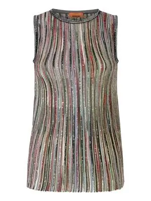 Missoni Striped Sequin-embellished Top - Black