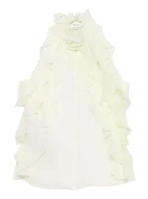 Alexander McQueen Ruffled Sleeveless Blouse Neutrals